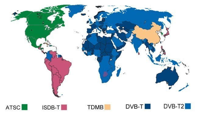 dvb-t dvb-t2 atsc isdb-t mapa adoptado - iVcan.com