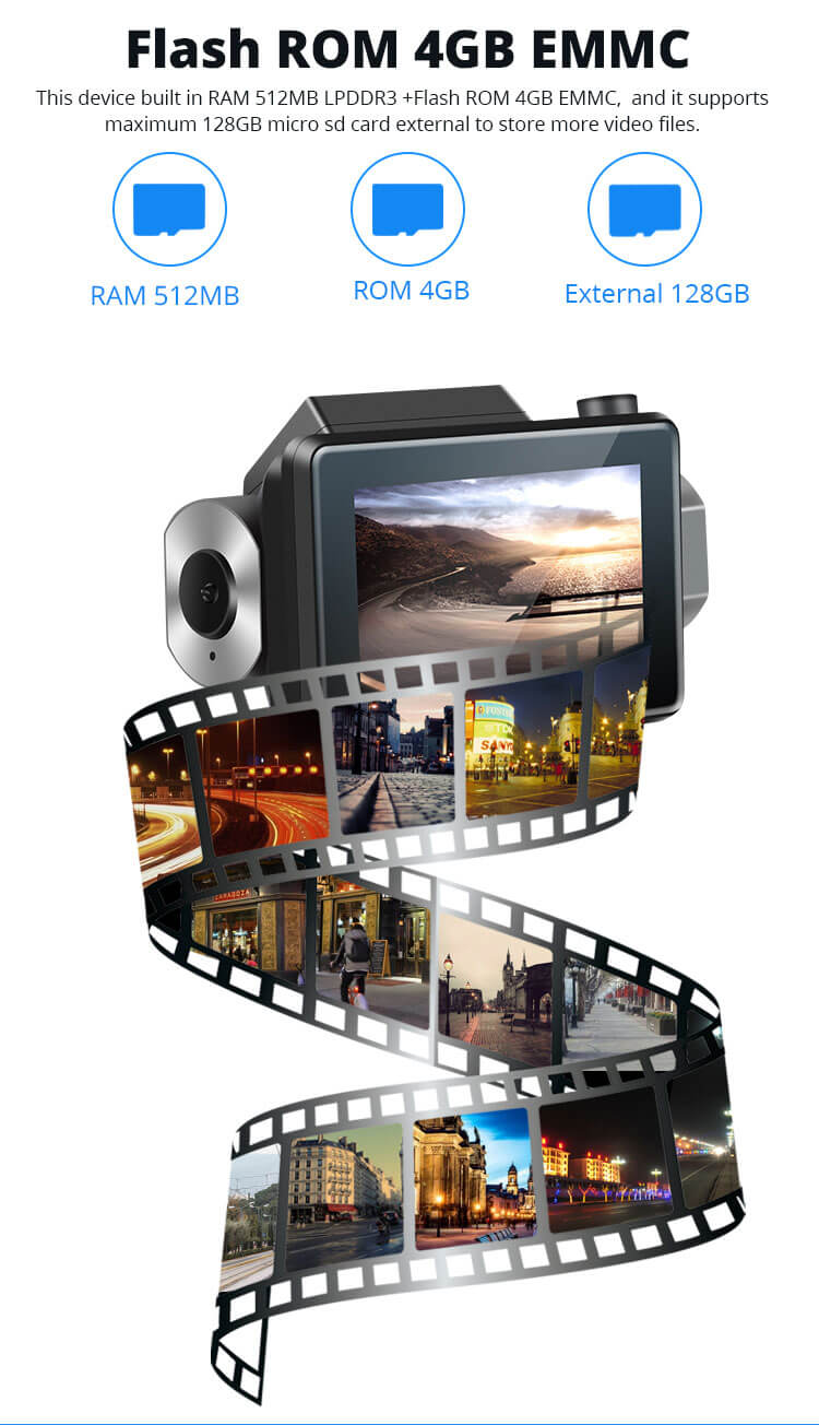 Android Dash Cam Car DVR Camera GPS Logger 3G WiFi Dual Lens