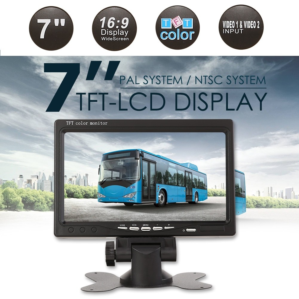 7 inch Car Monitor TFT LCD Rearview Display 2 Way Video In